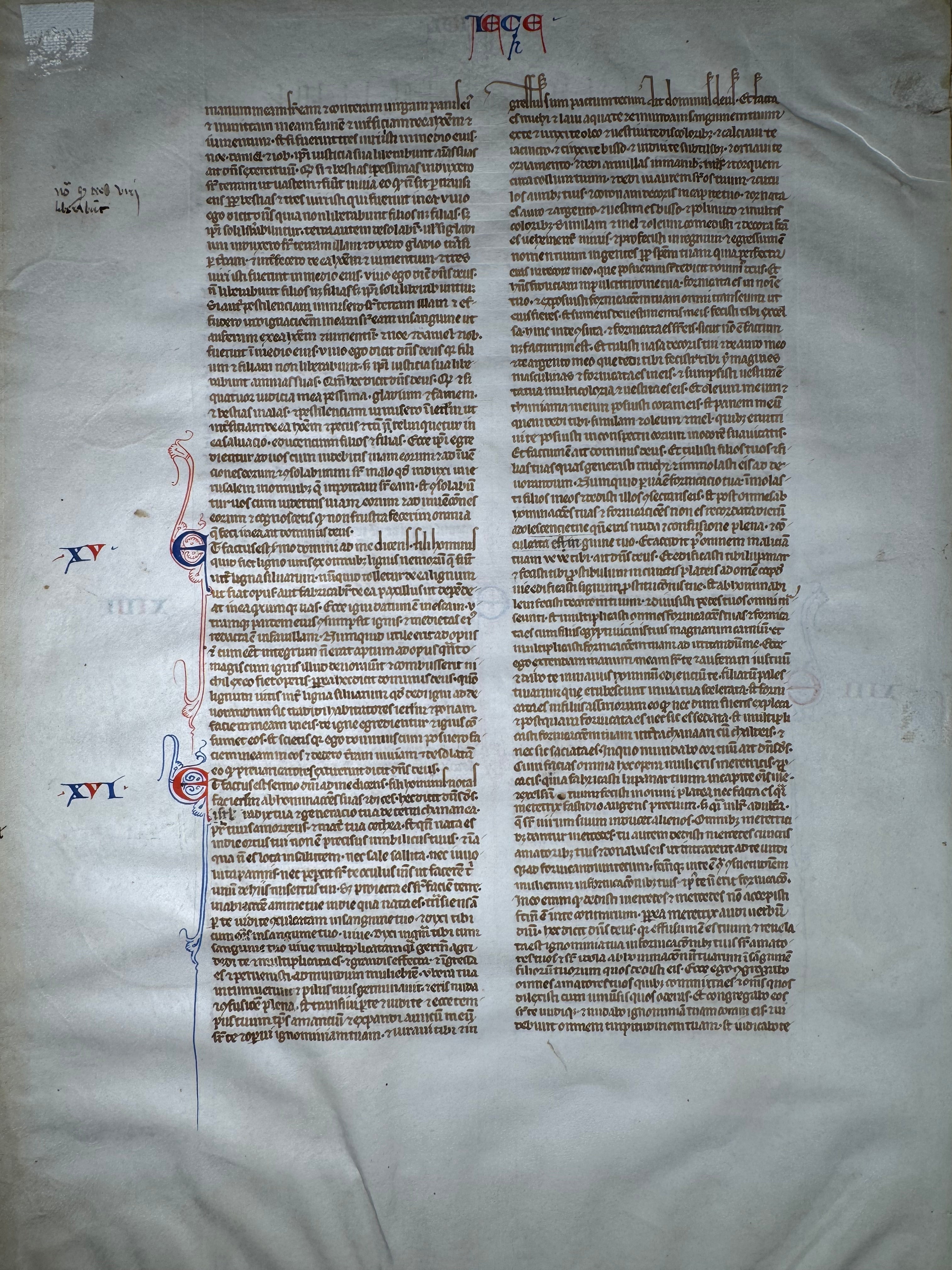 Rare 63-Line 13th-Century Paris Bible Leaf – Book of Ezekiel, France ...